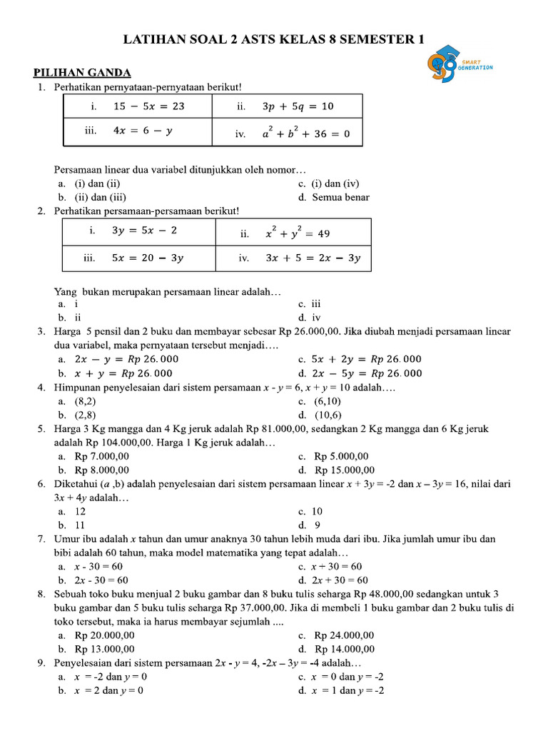 Latihan ASTS SMP Islam Kelas 8-2 2024 | PDF