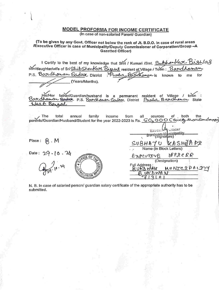 INCOME CERTIFICATE - Compressed | PDF