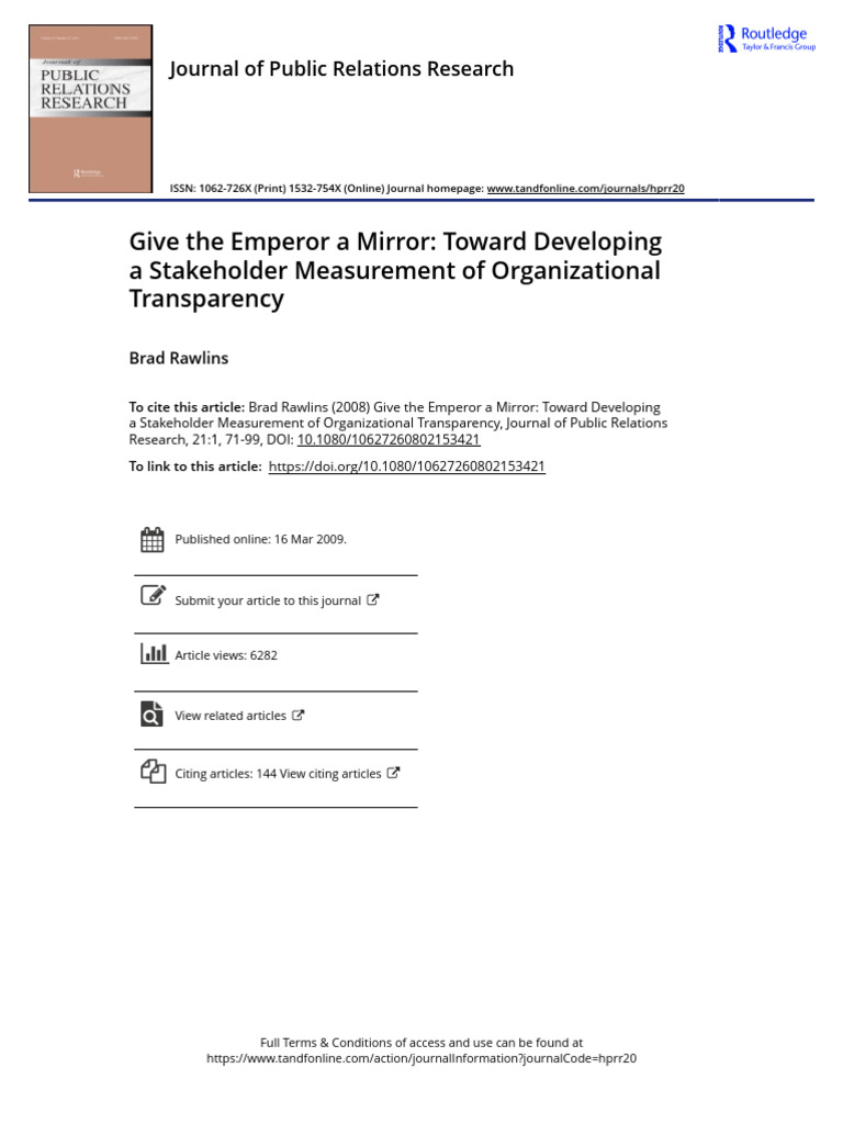 Give The Emperor A Mirror Toward Developing A Stakeholder Measurement ...