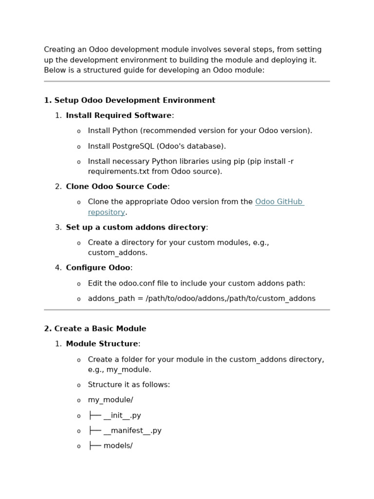 Creating An Odoo Development Module Involves Several Steps | PDF | Directory (Computing) | Comma ...
