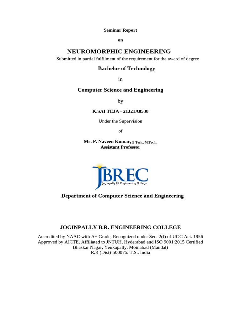 Seminar Report On Neuromorphic Engineering | PDF | Artificial Neural ...