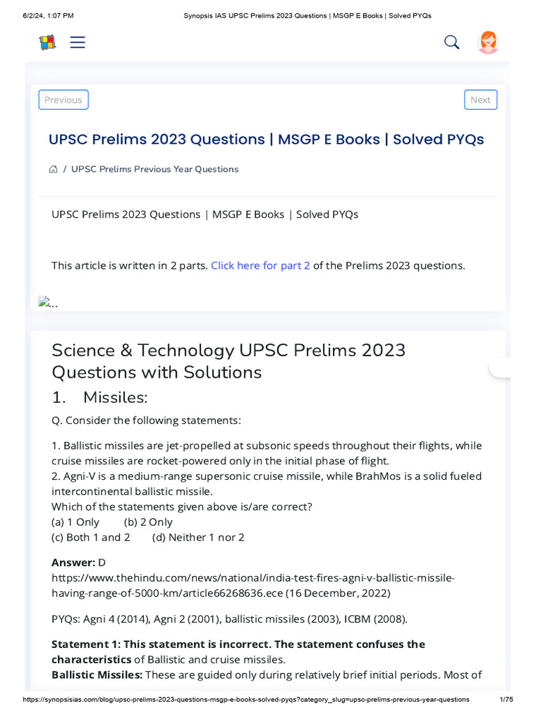 UPSC Prelims 2023: Solved PYQs & Analysis | PDF | Microsatellite ...