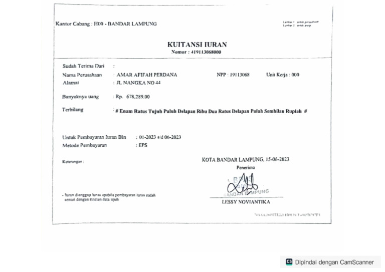 Bpjs Iyuran CV Amar APP | PDF