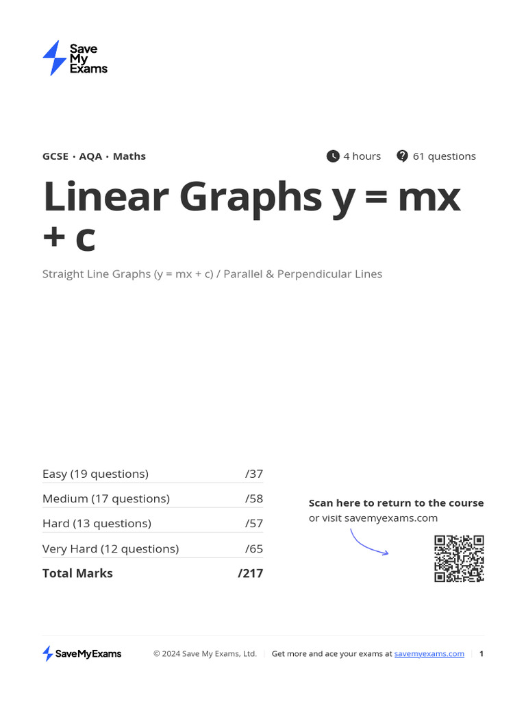 Linear Graphs y Equals MX Plus C M 9FmcooSXZ5aTz3 | PDF | Line ...