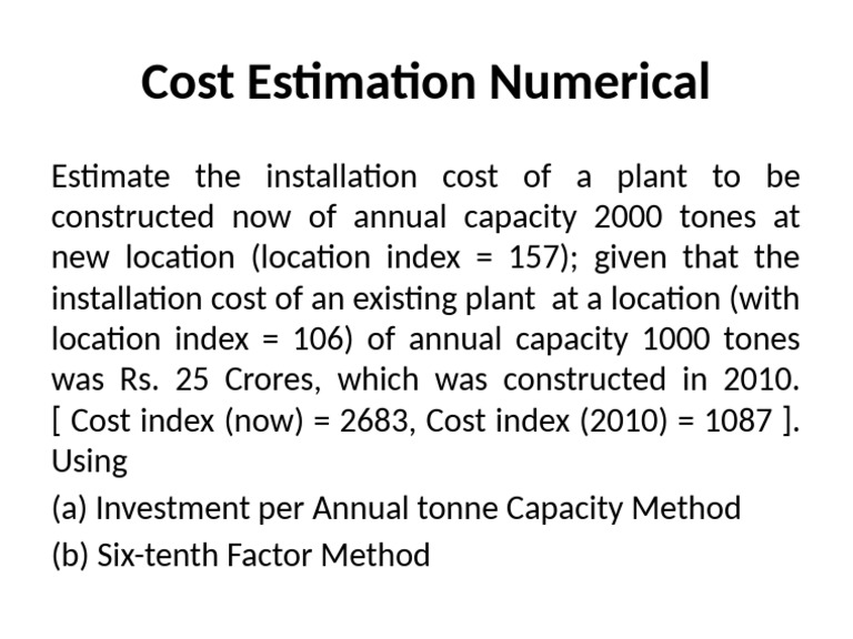 Cost Estimation Numerical | PDF