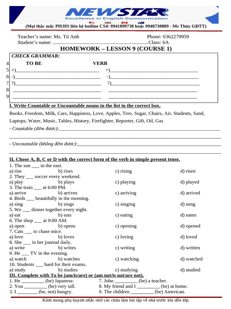 Khóa 1_LESSON 9_BTVN | PDF | The Secret Garden | Linguistics