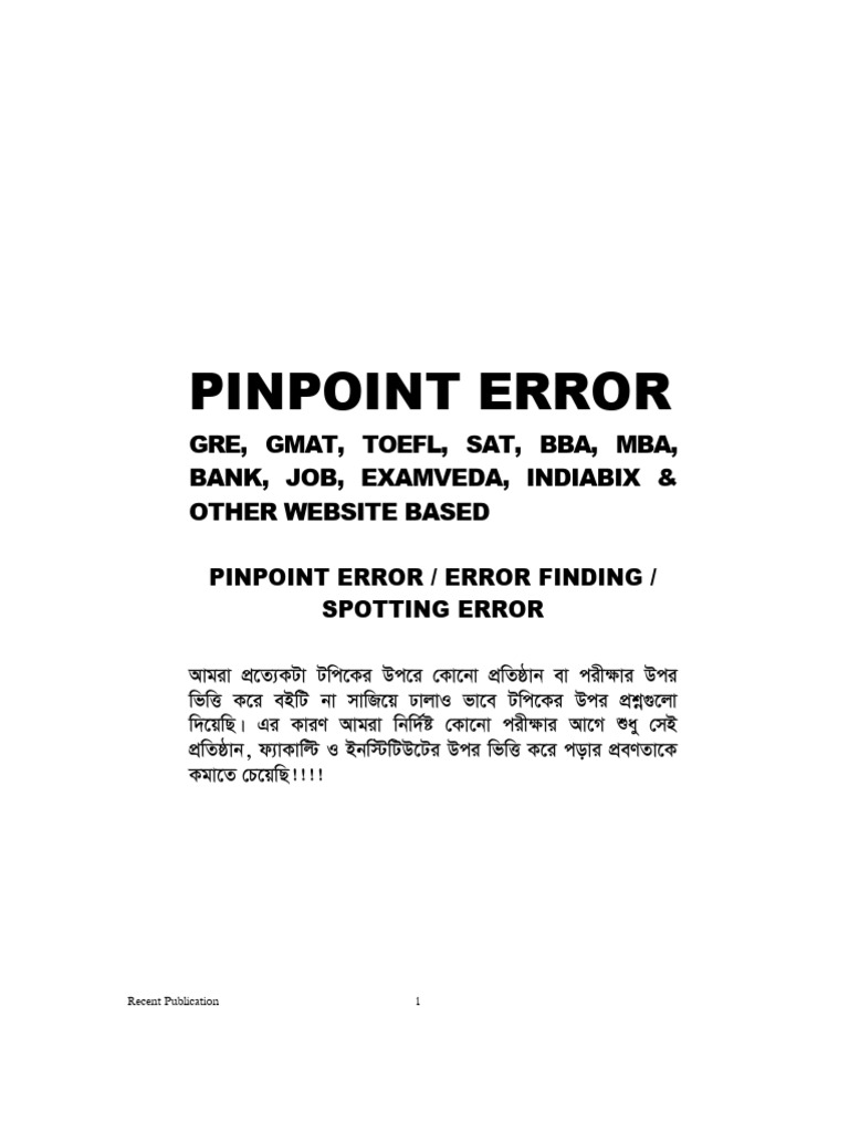 01. Pin point error_removed | PDF | Verb | Grammatical Number