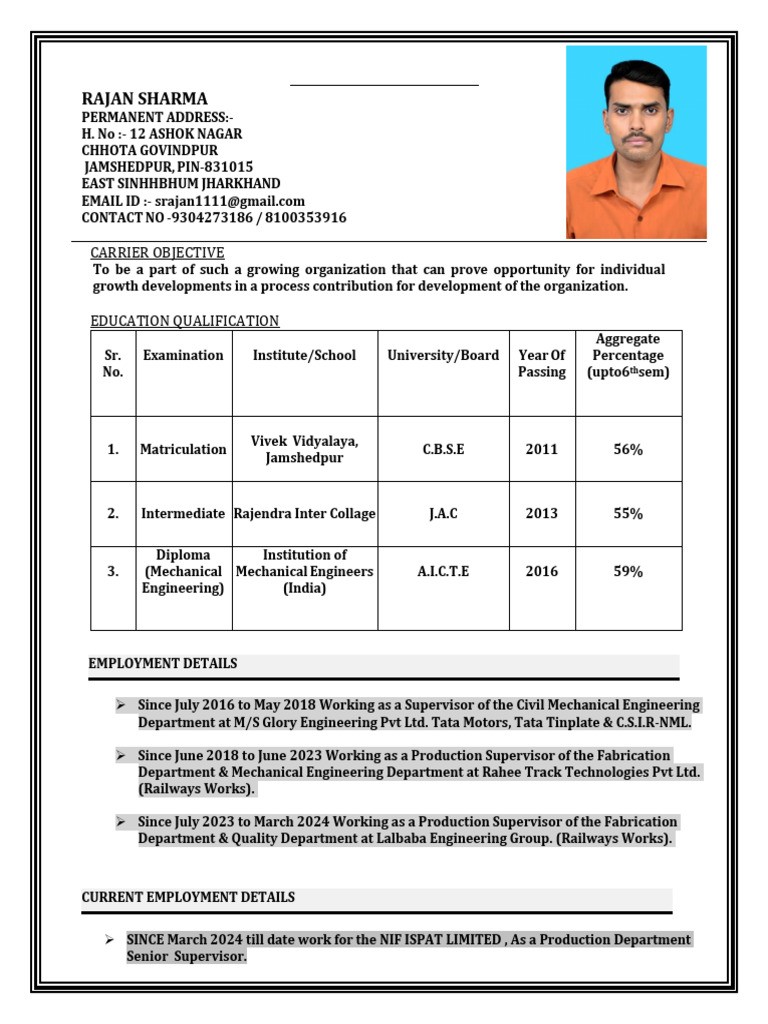 Rajan Sharma CV | PDF | Regulatory Compliance | Metal Fabrication