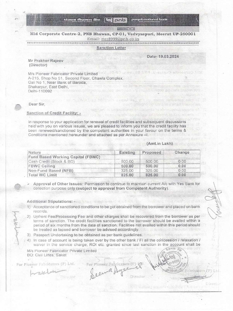 PNB Sanction Letter - Compressed | PDF