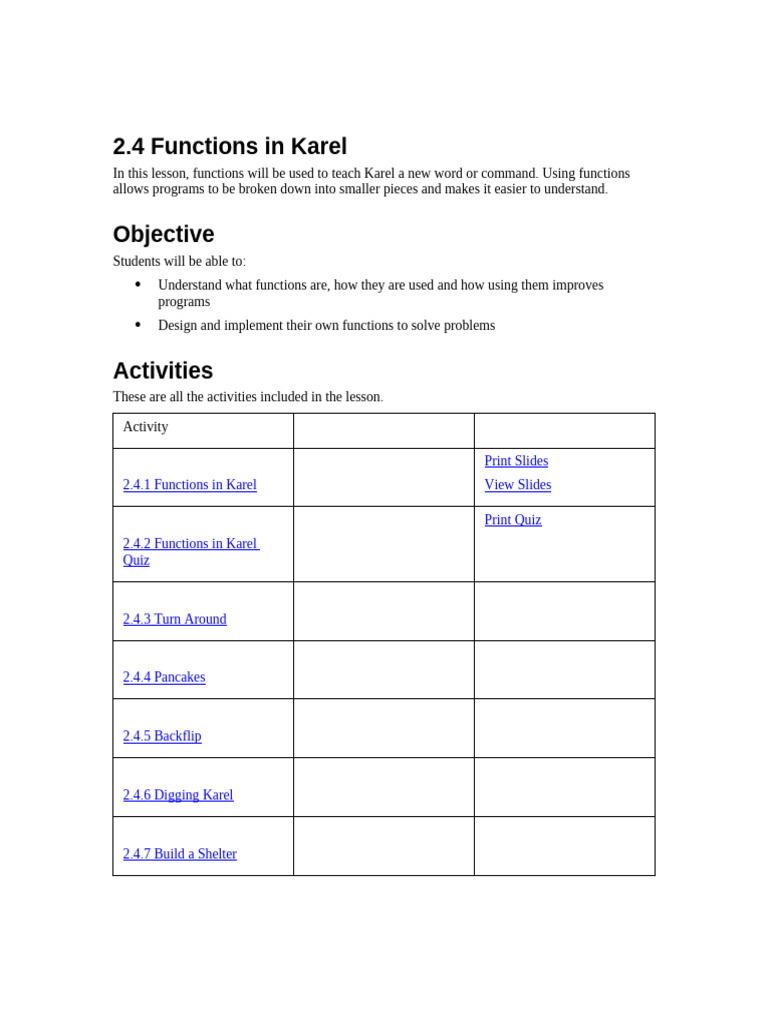 CodeHS_lesson_plan2.4 | PDF | Function (Mathematics) | Behavior ... CodeHS_lesson_plan2.4 | PDF | Function (Mathematics) | Behavior ...