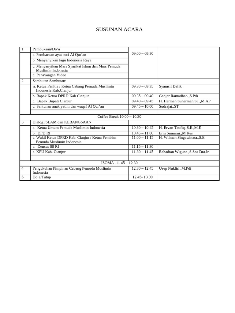 SUSUNAN ACARA | PDF