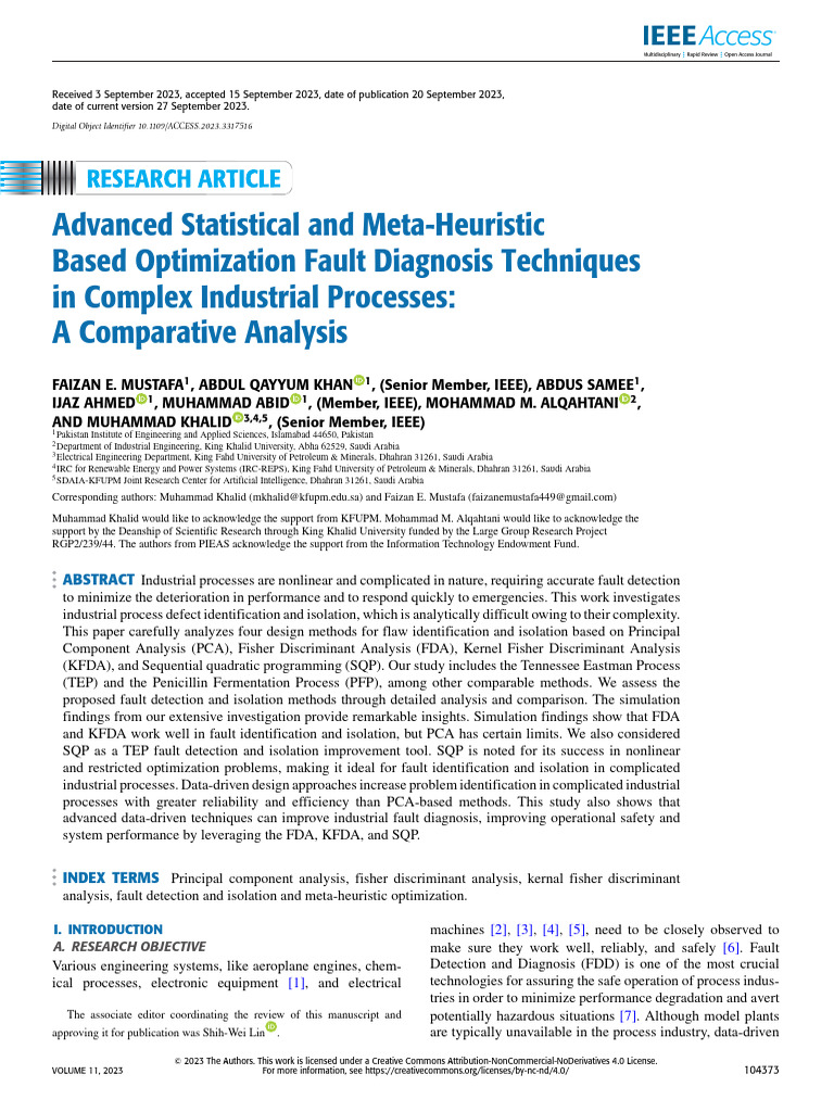 Advanced Statistical And Meta Heuristic Based Optimization Fault