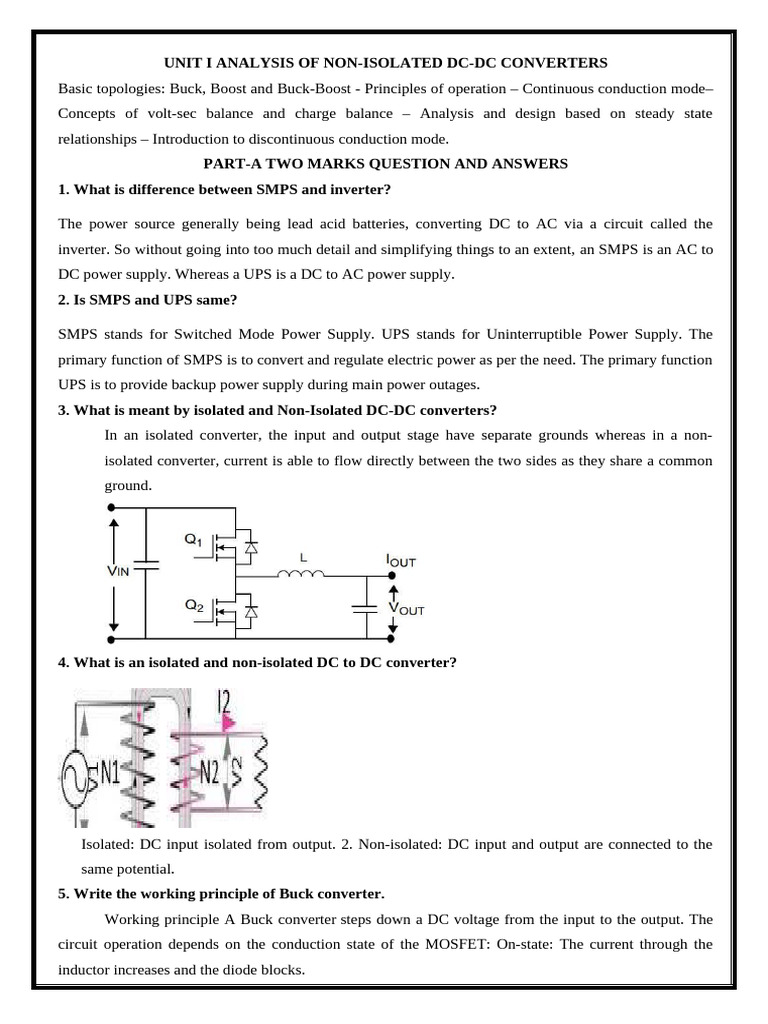 Unit I QB-SMPS | PDF | Power Supply | Inductor