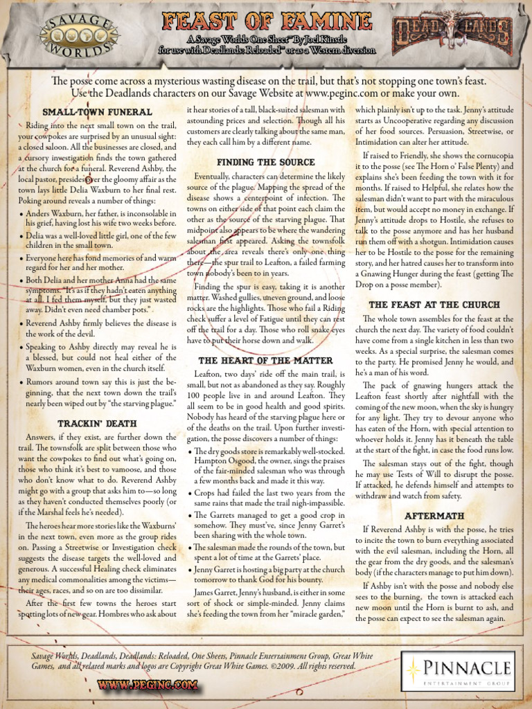 DLR - One Sheet - Feast of Famine | PDF