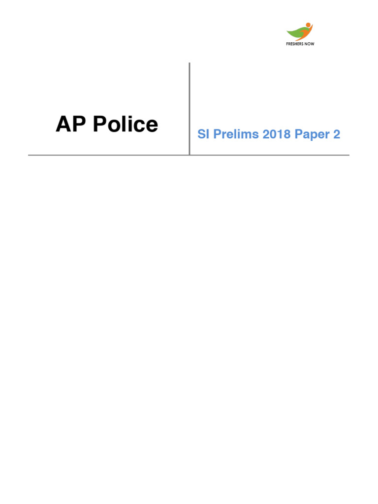 AP Police SI Prelims 2018 Paper 2 English | PDF