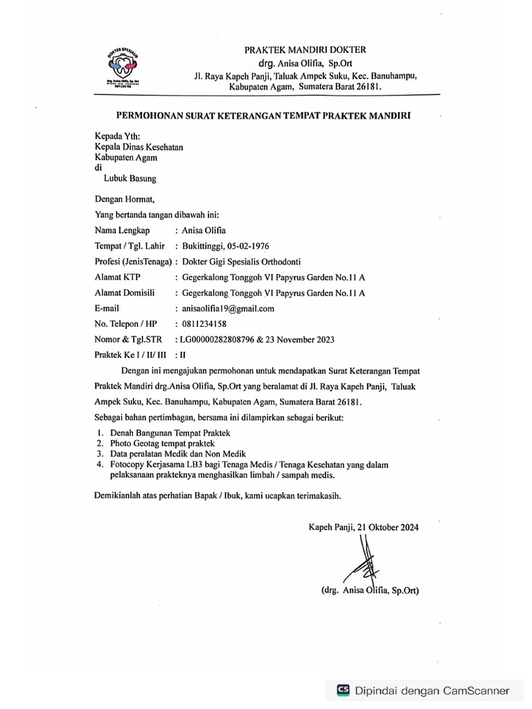 Surat permohonan tempat praktek | PDF