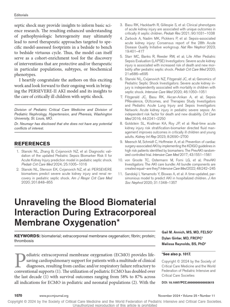 Unraveling the Blood Biomaterial Interaction During Extracorporeal ...