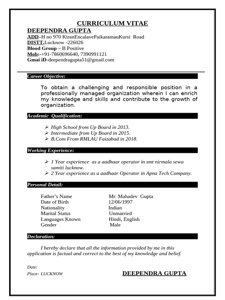 Deependra CV | PDF