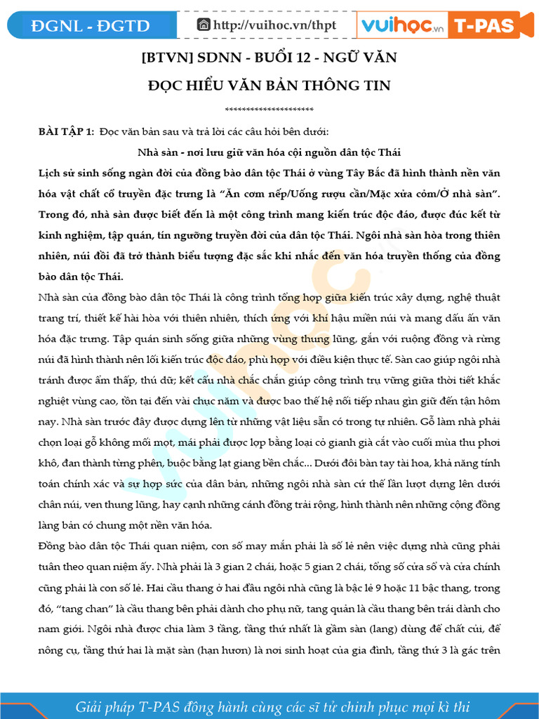 BTVNSDNN Buoi 12 Ngu Van | PDF