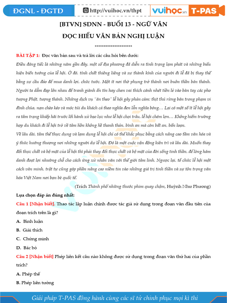 BTVN SDNN Buoi 13 Ngu Van | PDF