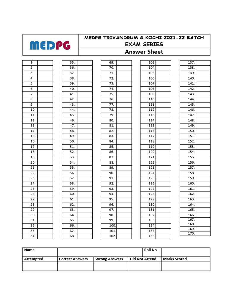 MedpG Answer Sheet - PDF 2 | PDF | Qualifications