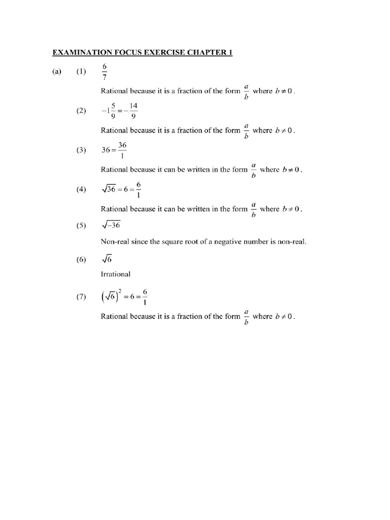 G10 - Chapter 1, 2 & 4 - Exam Focus Exercise Solutions | PDF