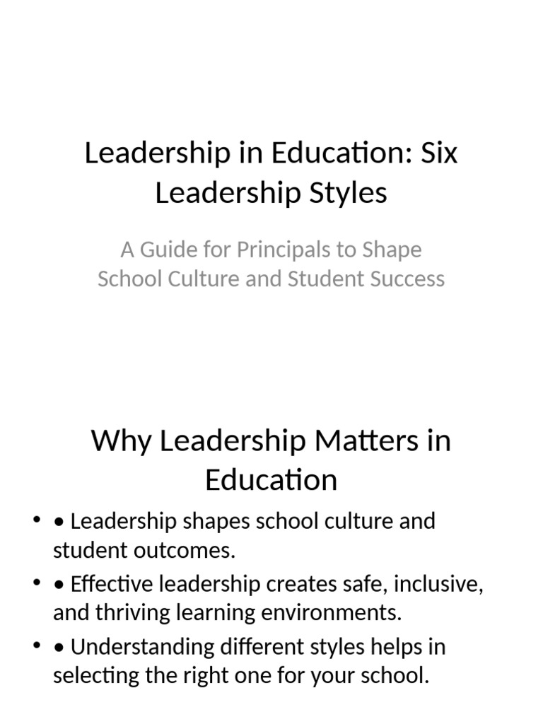 Leadership Styles in Education Explained | PDF | Leadership | Motivational