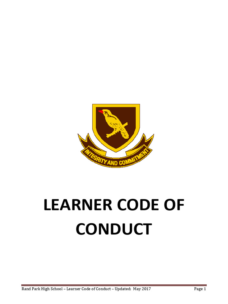 Rand Park High School Code of Conduct | PDF | Disciplines | Learning