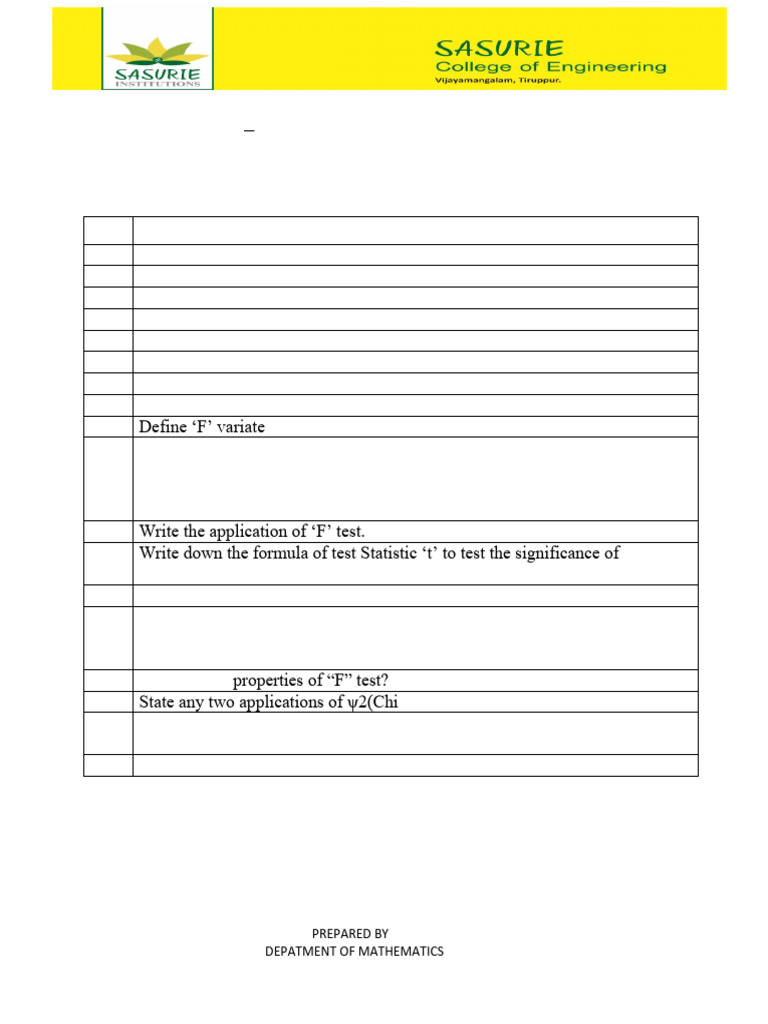 Ma3251-Statistics and Numerical Methods | PDF | Statistical Hypothesis ...