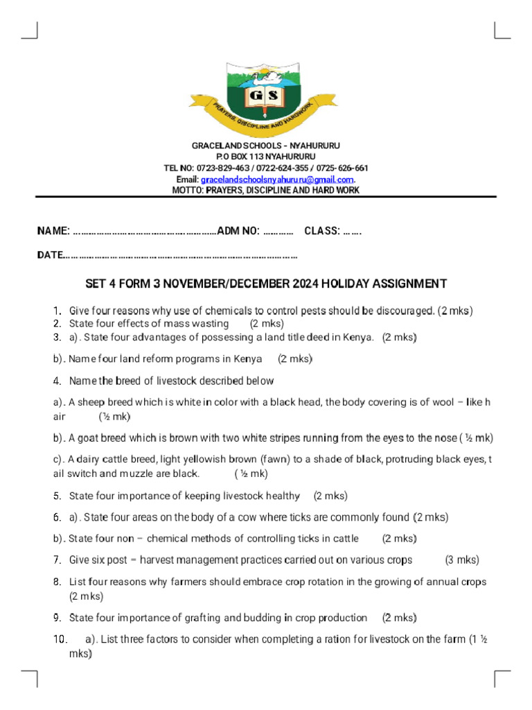 FORM 3 2024 SET 4 HOLIDAY ASSIGNMENT - Phoenix | PDF