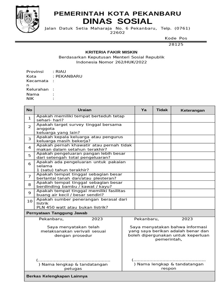 Formulir Pengajuan DTKS Word | PDF
