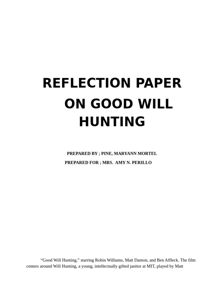 Reflection Paper On Good Will Hunting-1 | PDF | Psychology | Social ...