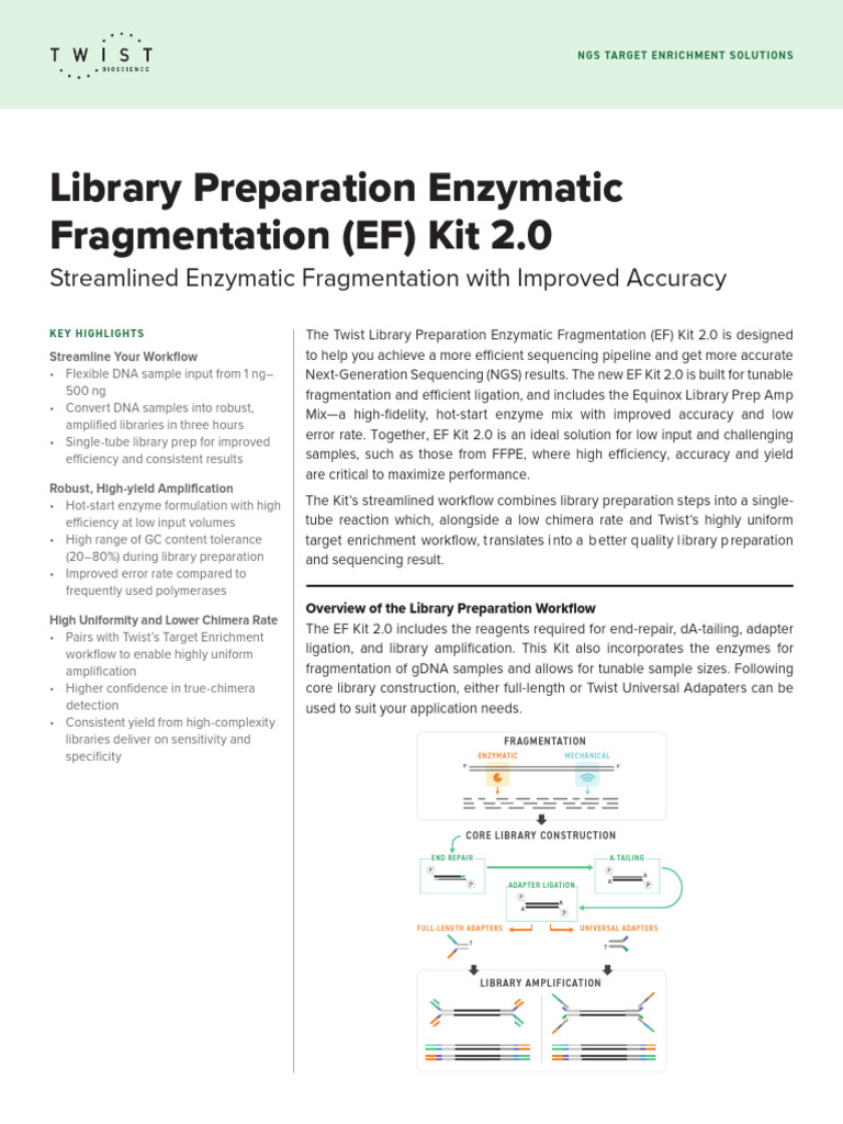 ProductSheet_NGS_LibraryPrep_EF_2.0_21JUN21_Rev1.1 | PDF | Polymerase Chain Reaction | Dna ...