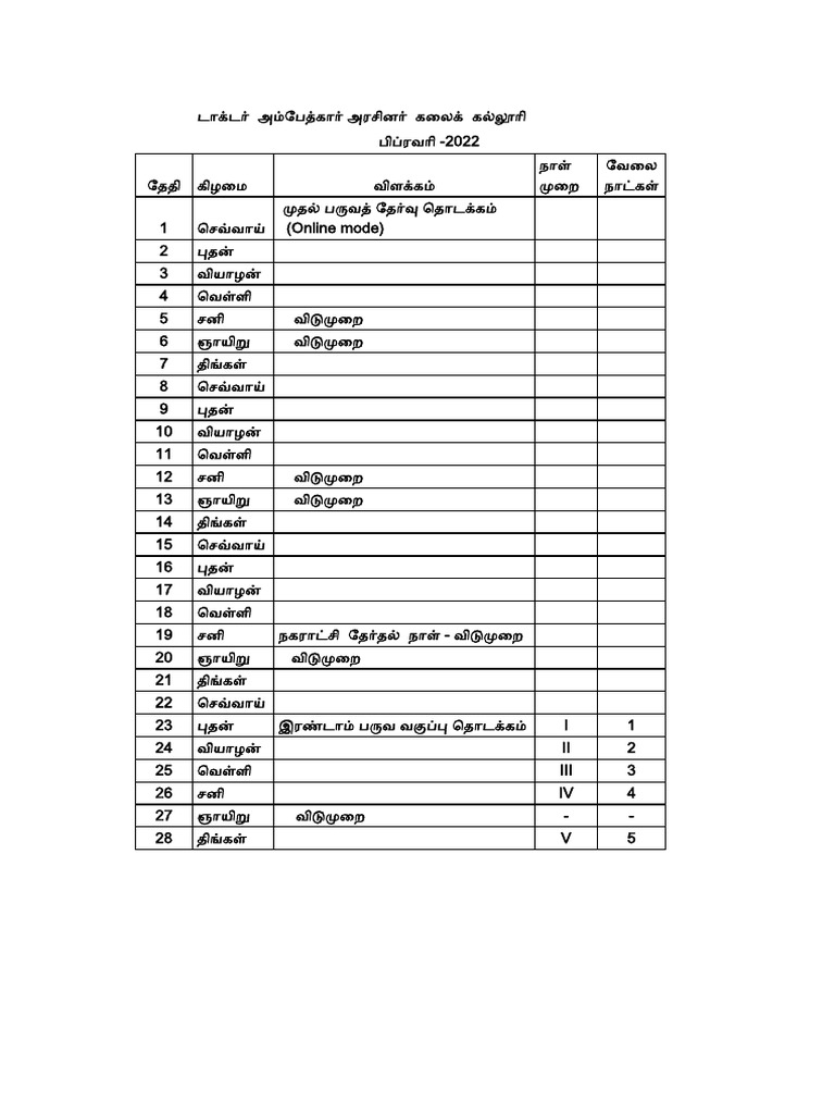 Calendar - Second Sem-2021-22 | PDF