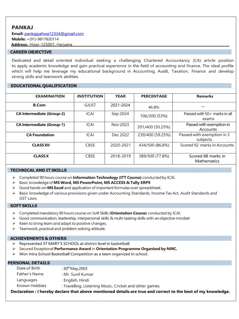 Pankaj Resume | PDF