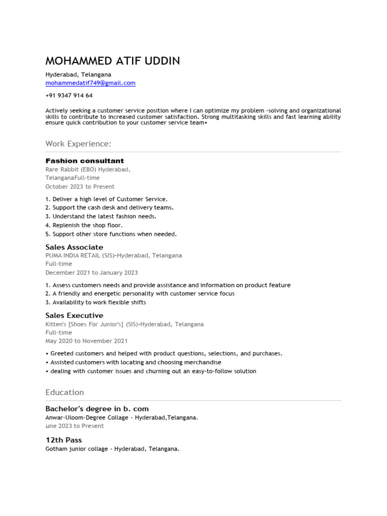 Atif Uddin CV | PDF