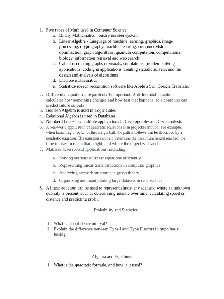 Mathematics in Computer Science | PDF | Mathematics | Equations