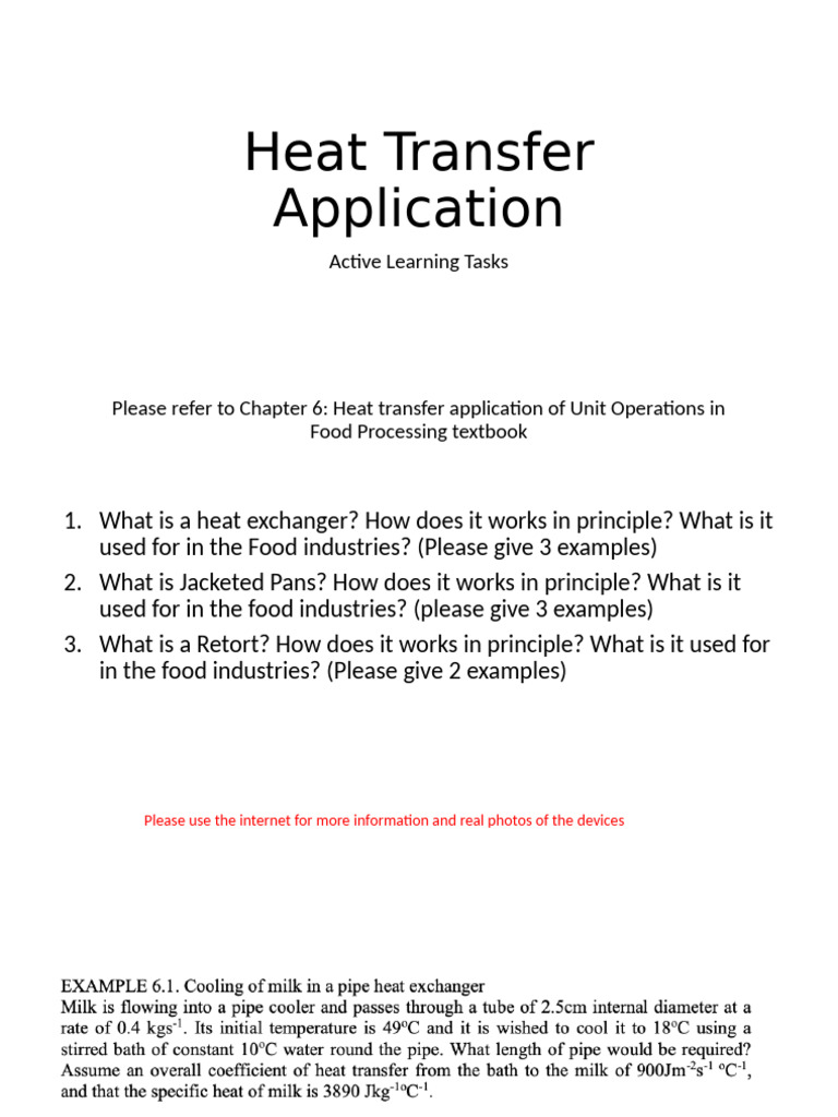 Heat Transfer Applications in Food Processing | PDF
