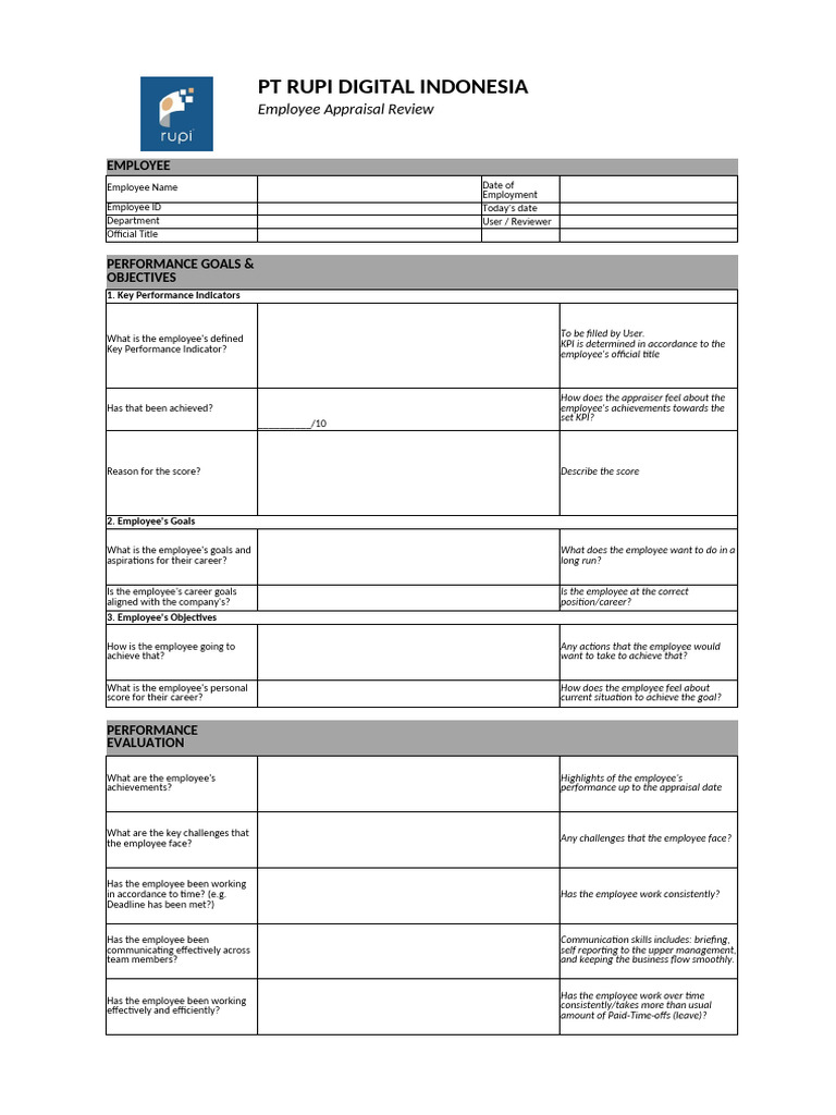 Employee Performance Appraisal Guide | PDF | Employment | Performance Appraisal