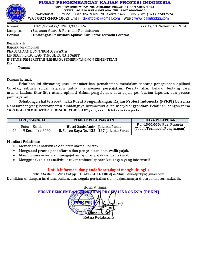 PPKPI - Pelatihan Aplikasi Simulator Terpadu Coretax (TGL 18 - 19 Des ...