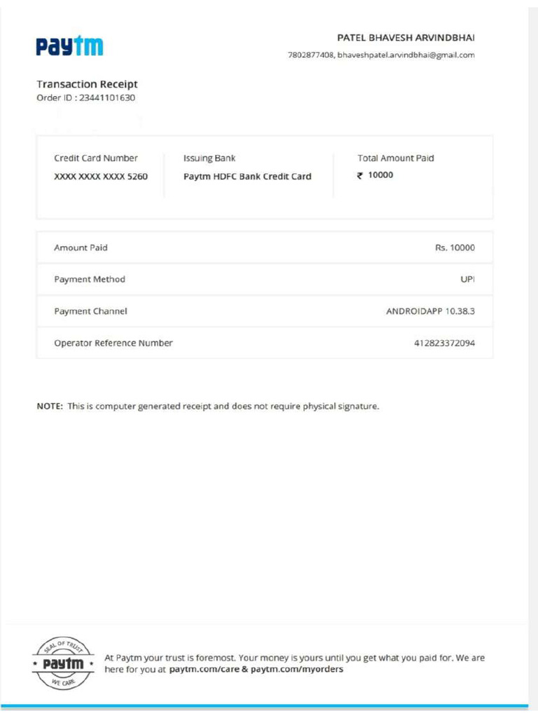 Pay TM Payment | PDF