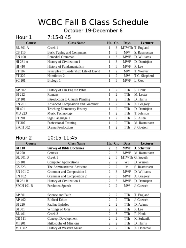 Student Schedule | PDF