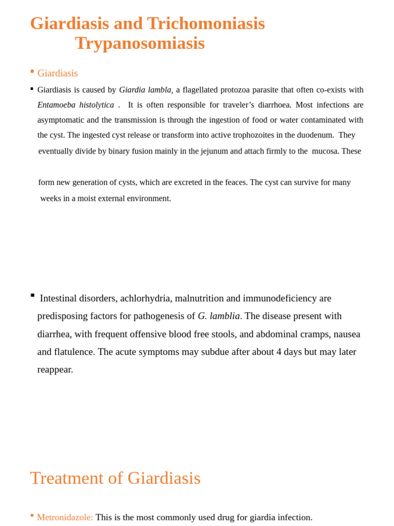 Amoebiasis, Giardiasis and Trichomoniasis With Notes | PDF | Medical ...