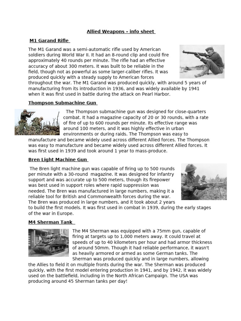 Allied Weapons WW2 | PDF | North American P 51 Mustang | M4 Sherman