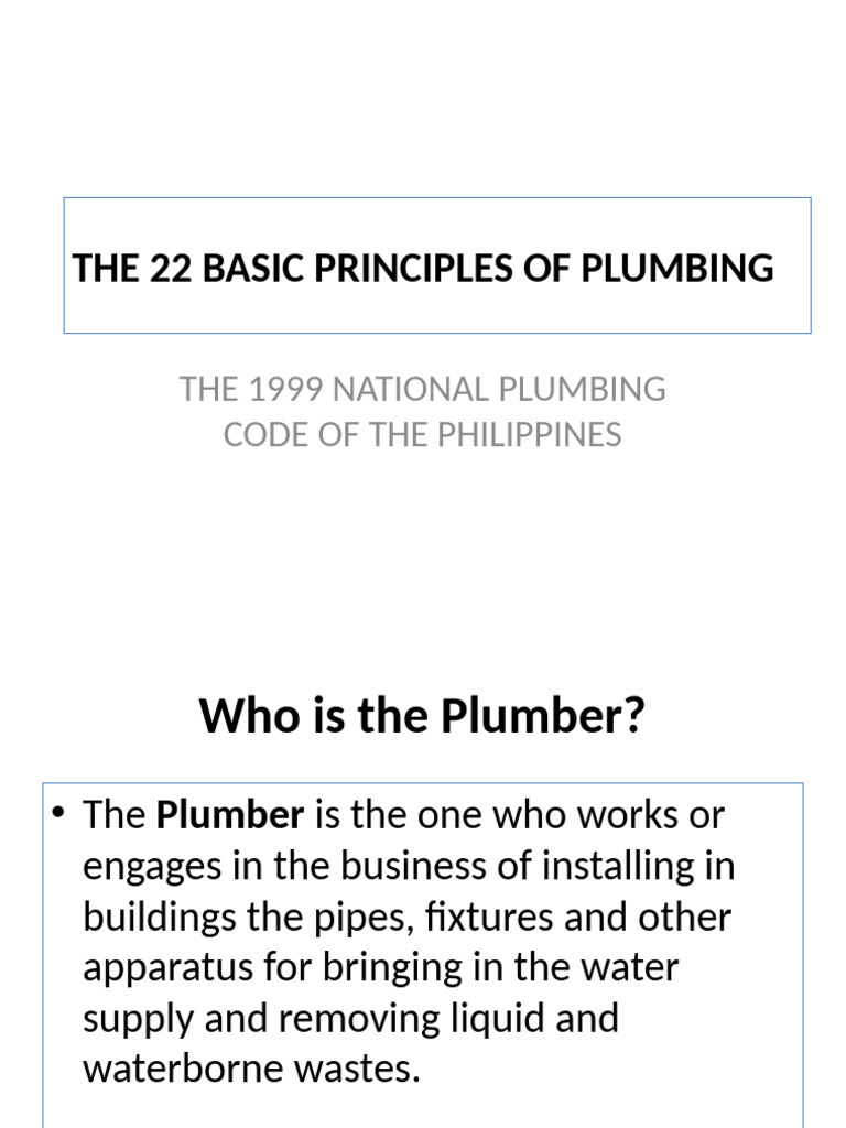 2014 - 003 The 22 Basic Principles of Plumbing-1 | PDF | Plumbing | Tap ...