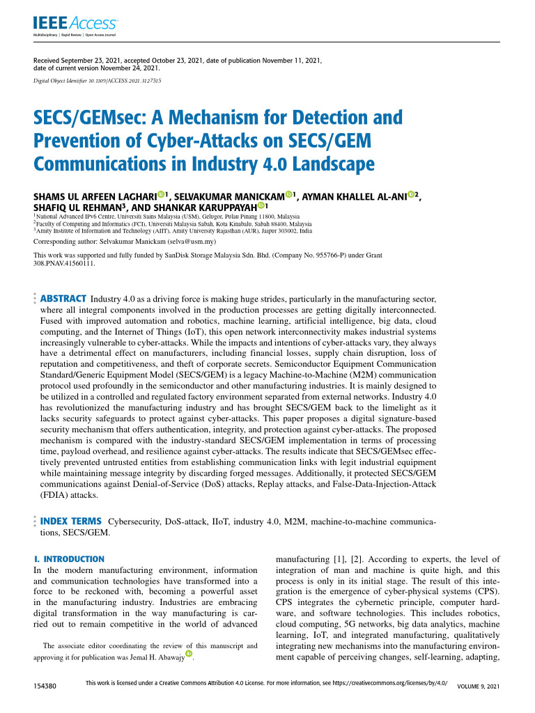 SECS GEMsec A Mechanism For Detection and Prevention of Cyber-Attacks ...