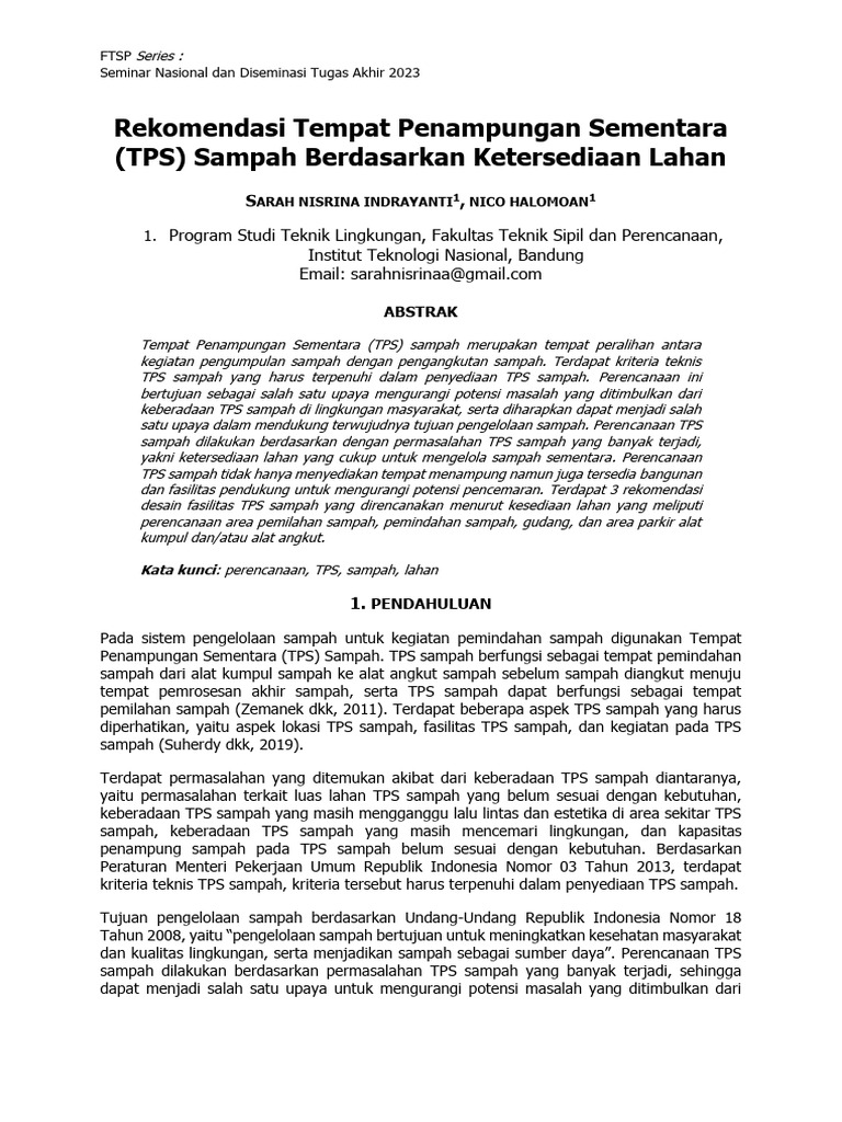 Rekomendasi Tempat Penampungan Sementara (TPS) Sampah Berdasarkan ...