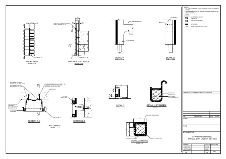 GRP Ladder Detail Drawings | PDF | Concrete | Fiberglass