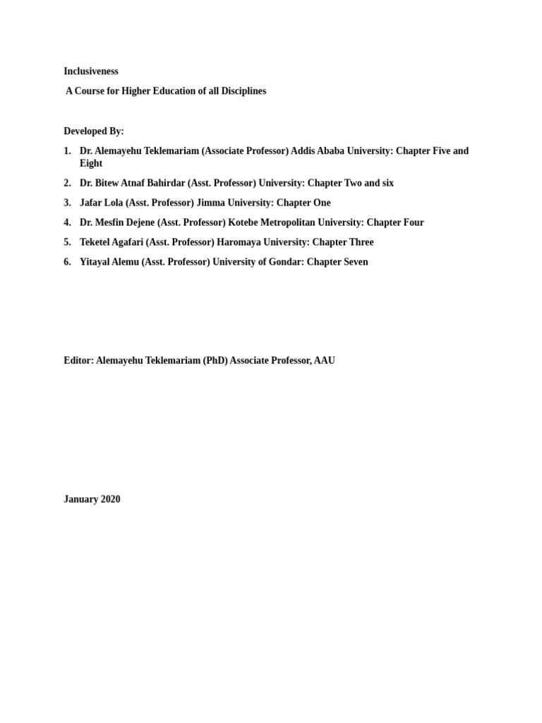 Inclusiveness Course Sylebus | PDF | Disability | Social Exclusion