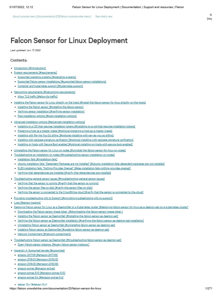 Falcon Sensor for Linux Deployment _ Documentation _ Support and Resources _ Falcon | PDF ...